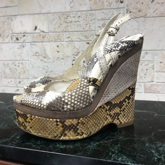 Gucci | Shoes | Gucci Snake Skin Platform Wedges | Poshmark